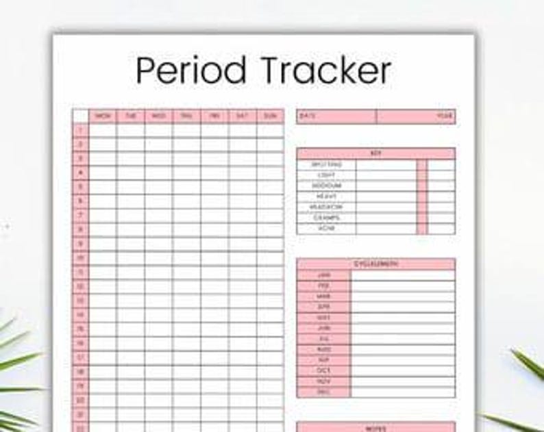 Period Tracker Printable Fertility Journal Menstrual Cycle Log ...