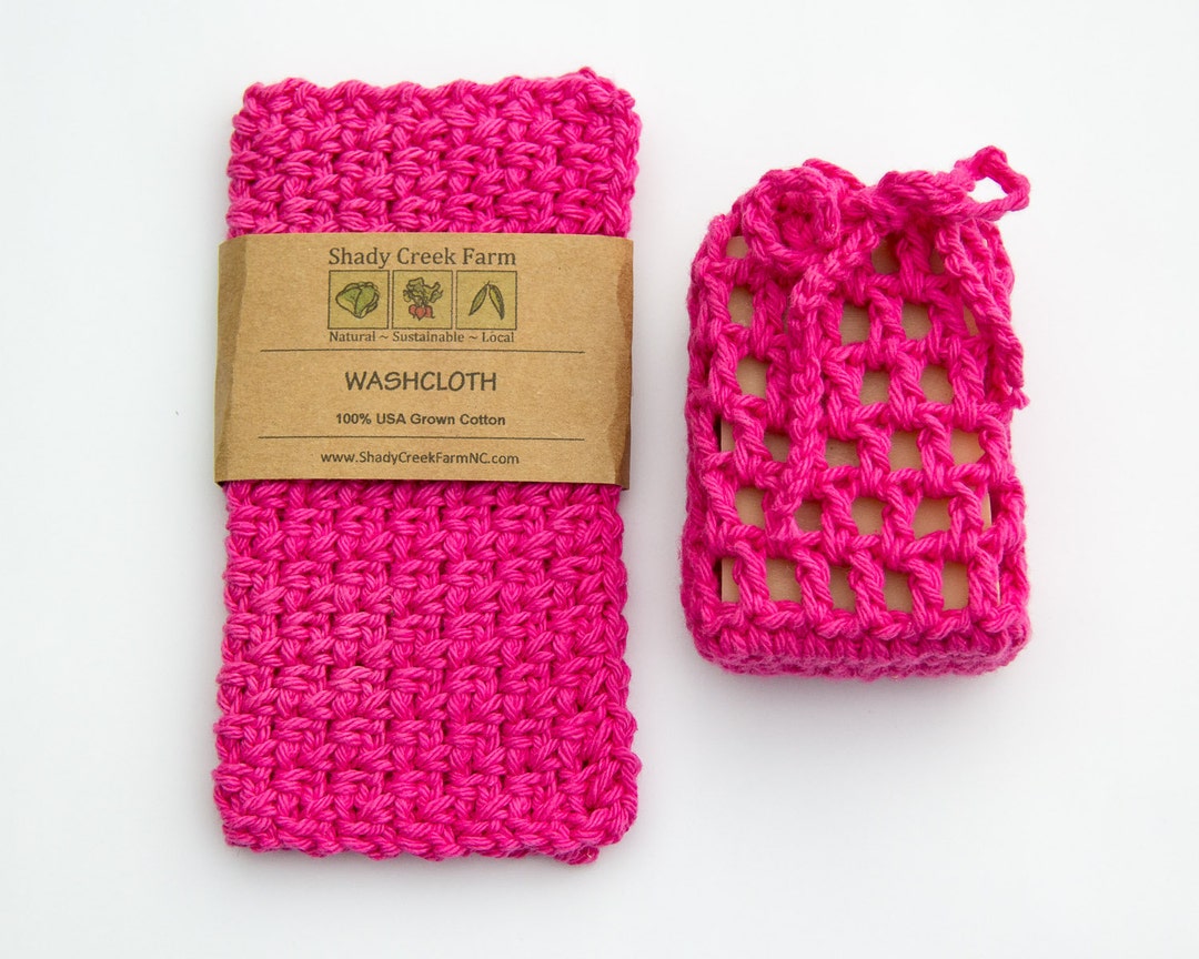 Gift for Women - Washcloth Soap Saver Crochet Washcloth Cotton Wash ...