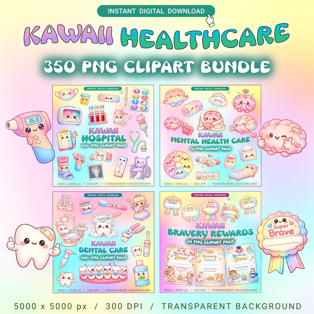 Kawaii Healthcare PNG Clipart Bundle | 350+ Cute Medical PNG Clipart ...