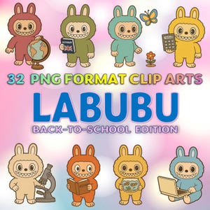 LABUBU Back-to-school Clipart Set in PNG Format, School Subjects Clip ...