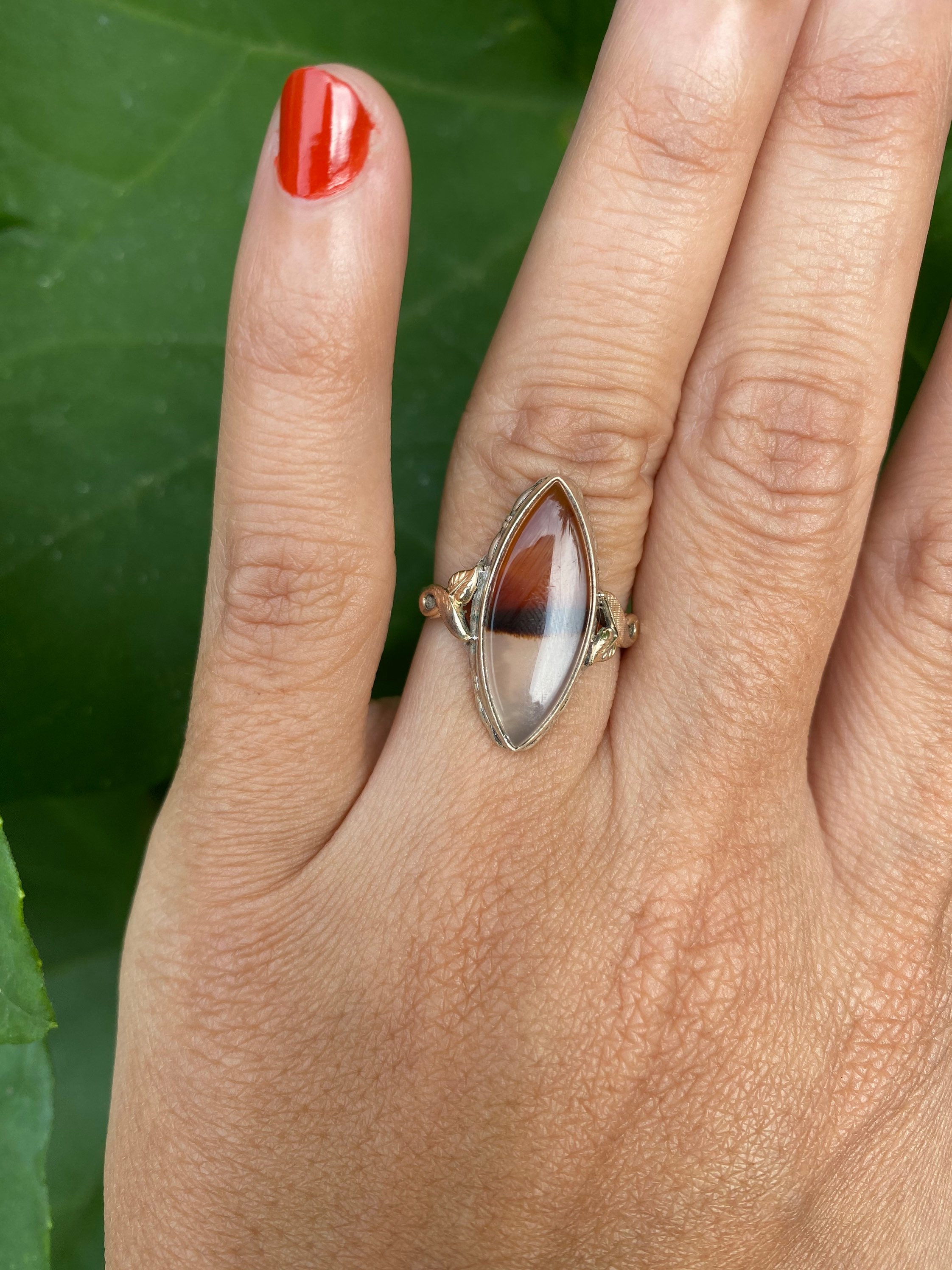 Vintage Mojave Desert Landscape Agate Ring - Etsy