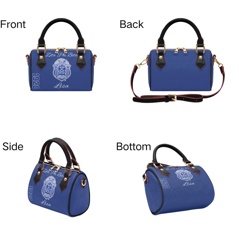 Zeta Phi Beta Leather Bag - Blue & White Sorority Purse - Valentine's ...