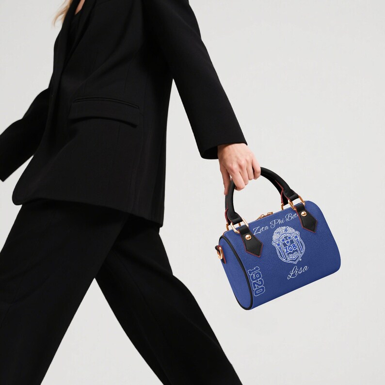Zeta Phi Beta Leather Bag - Blue & White Sorority Purse - Valentine's ...