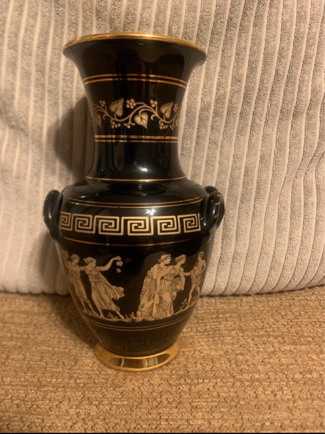 Black Vintage Greek Vase Retro Old 24k Gold - Etsy