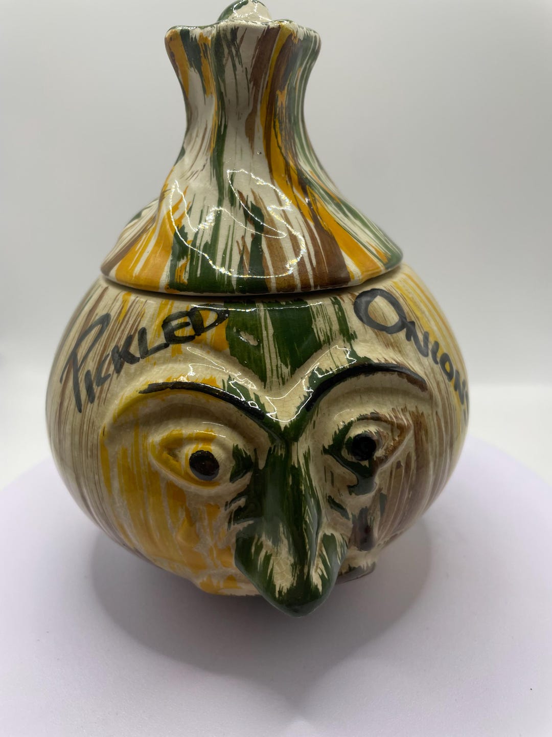 Pickled Onion Vintage Storage Jar With Tear Crying Face Ornamental or ...