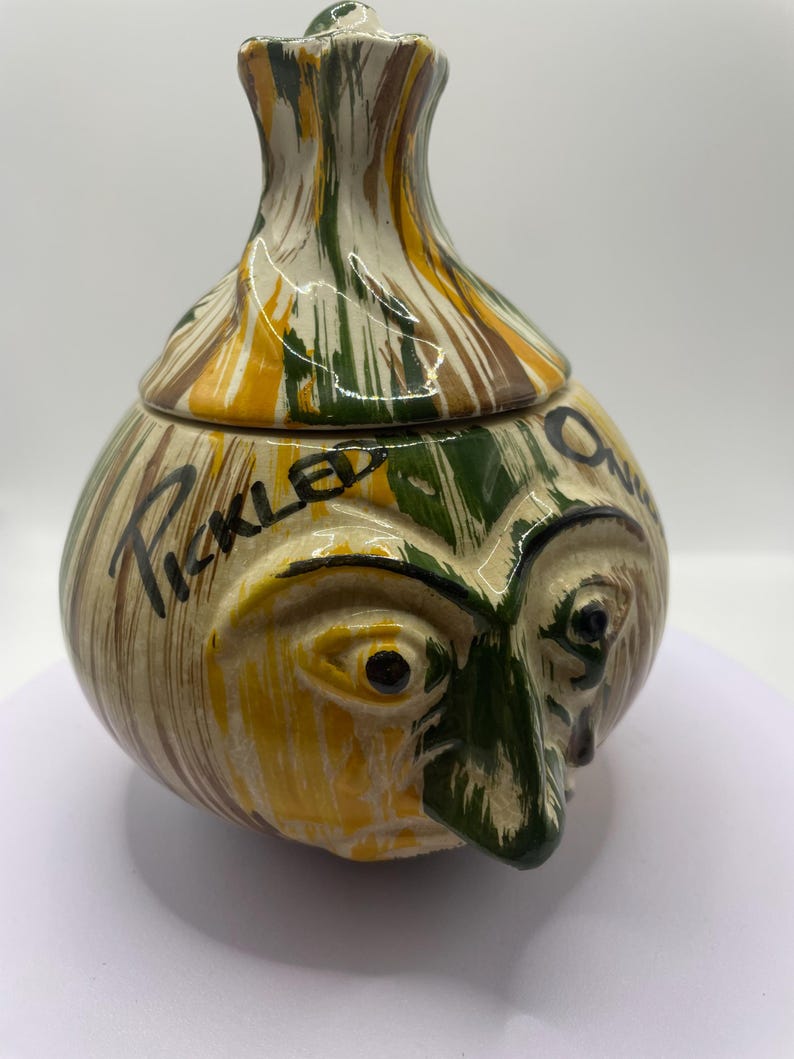 Pickled Onion Vintage Storage Jar With Tear Crying Face Ornamental or ...