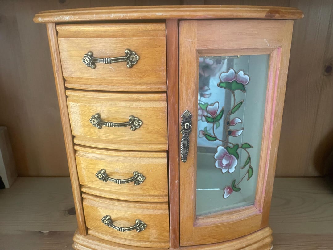 Vintage Musical Jewelry Cabinet Box Lovely Design Good Condition With 4 ...