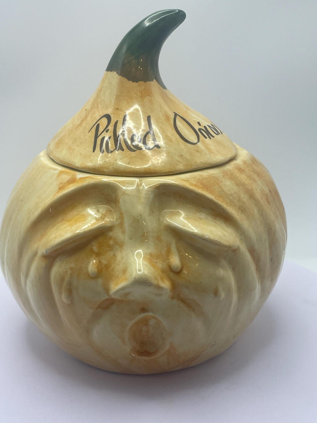 Pickled Onion Vintage Storage Jar With Tear Crying Face Ornamental or ...