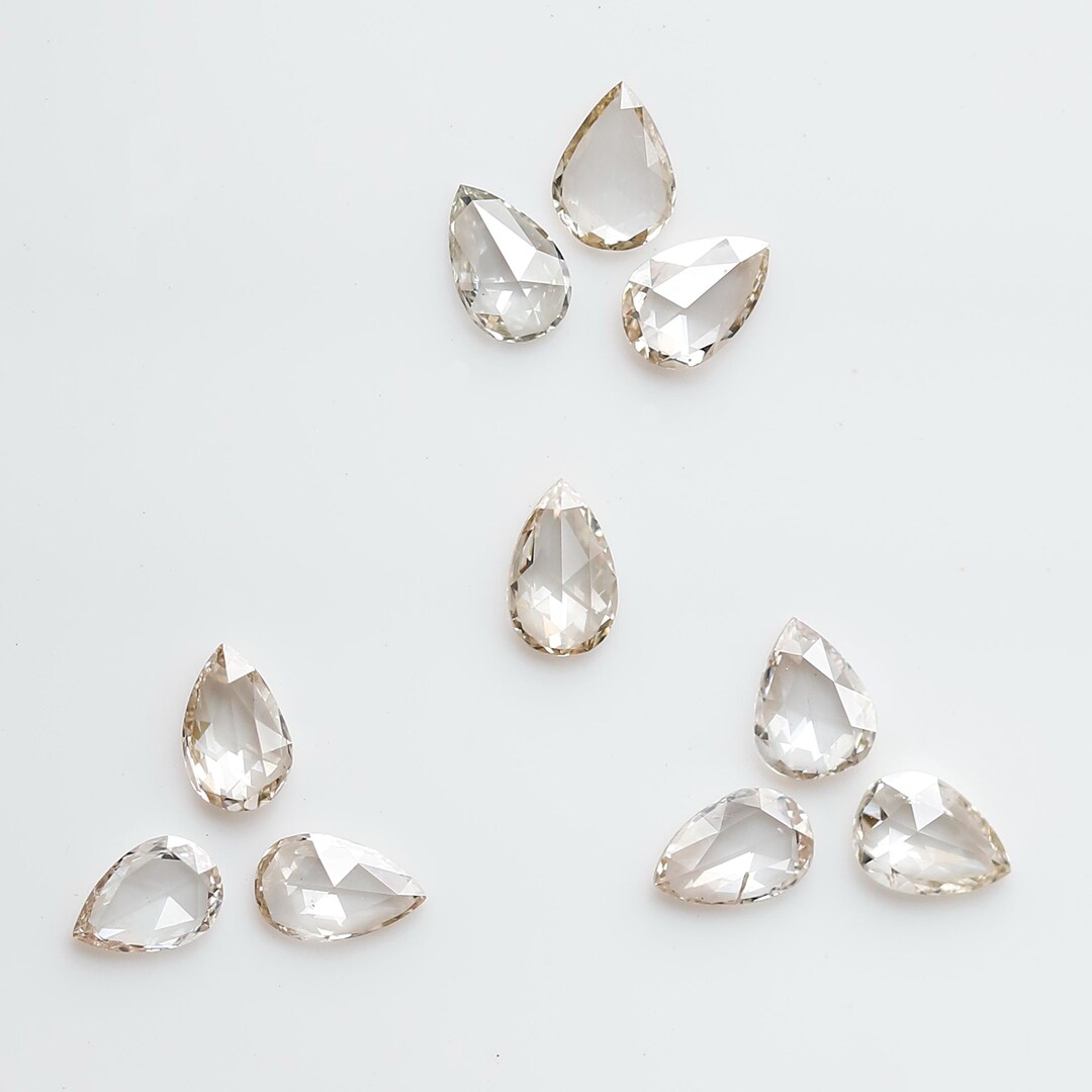 Pear Rose Cut Diamond Lot: 1.01 Ct, 10 Pcs off White Loose Diamonds - Etsy