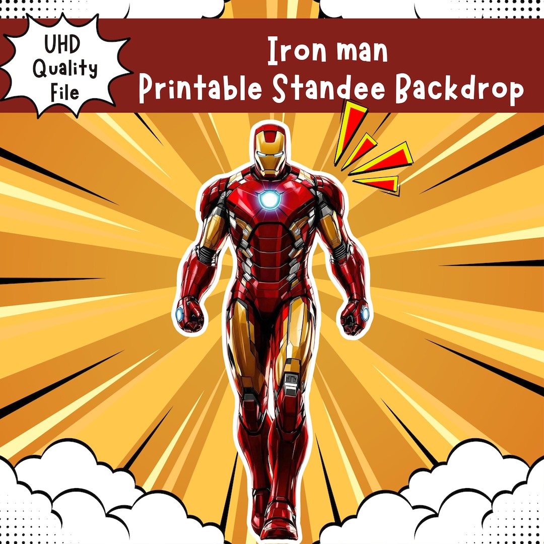 Iron Man Party Standee | Superhero Photo Booth Backdrop (PNG PDF ...