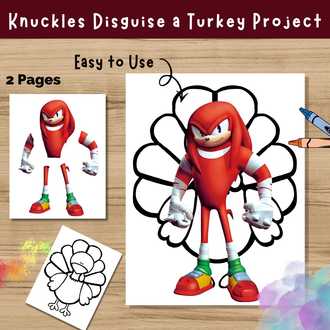 Knuckles Disguise a Turkey Printable | Kids Thanksgiving Craft (PDF) - Etsy
