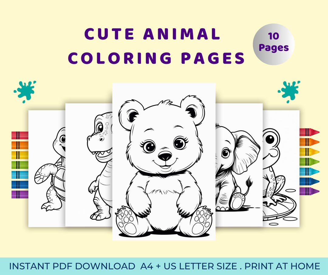 Cute Animal Coloring Pages for Kids | Printable Activity Book (PDF ...