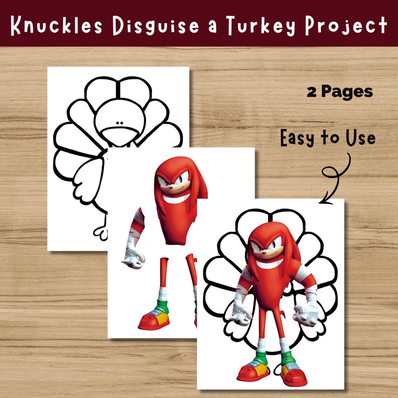 Knuckles Disguise a Turkey Printable | Kids Thanksgiving Craft (PDF) - Etsy