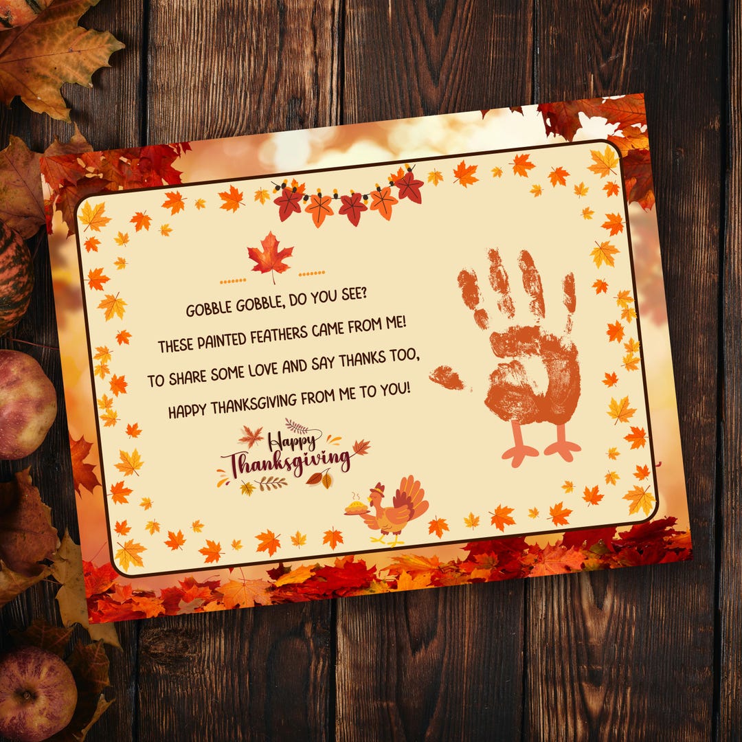 Turkey Handprint Craft Printable, Thanksgiving Handprint Poem, Kids ...