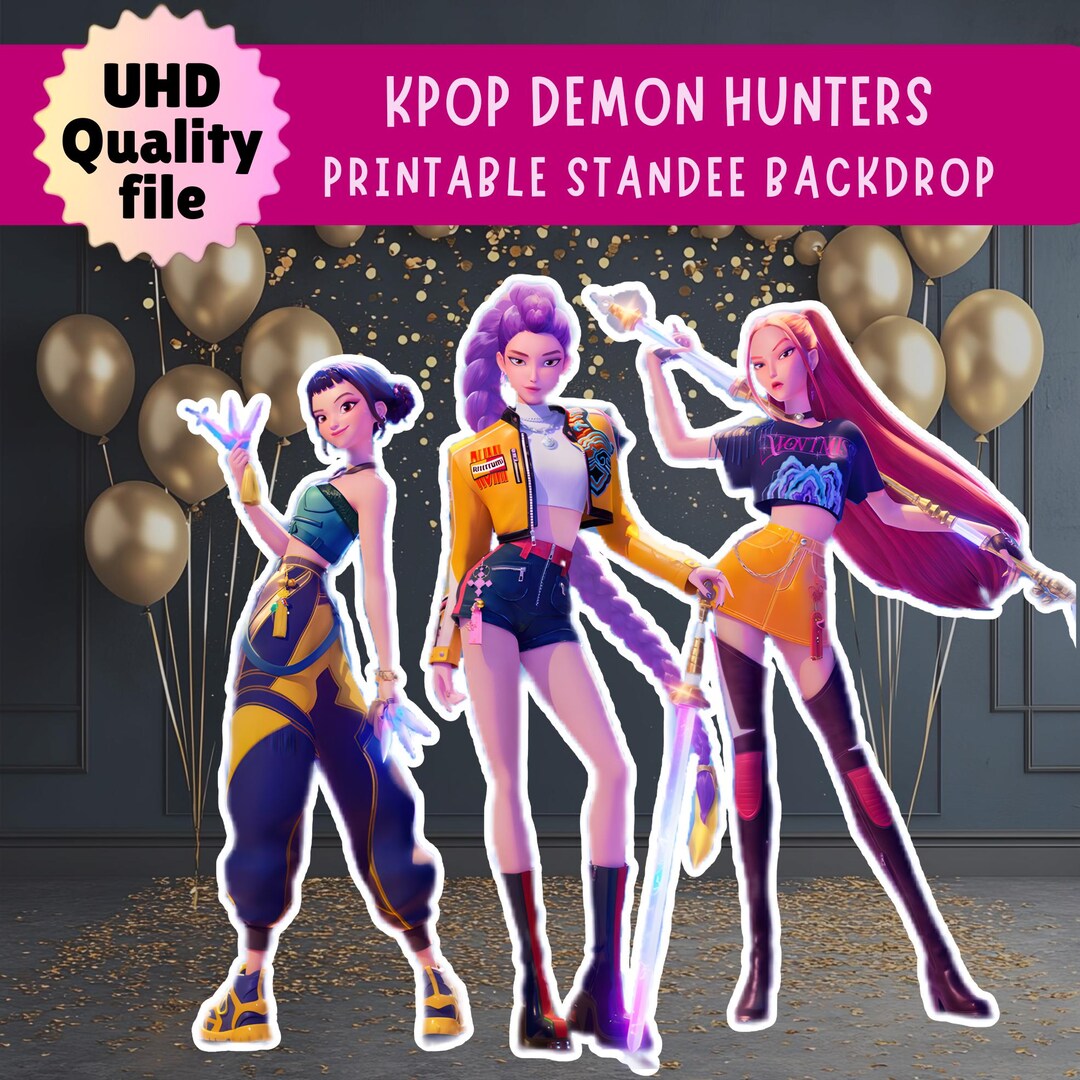 Printable Kpop Demon Hunters Standee 4ft | Huntrix Life Size Cutout ...