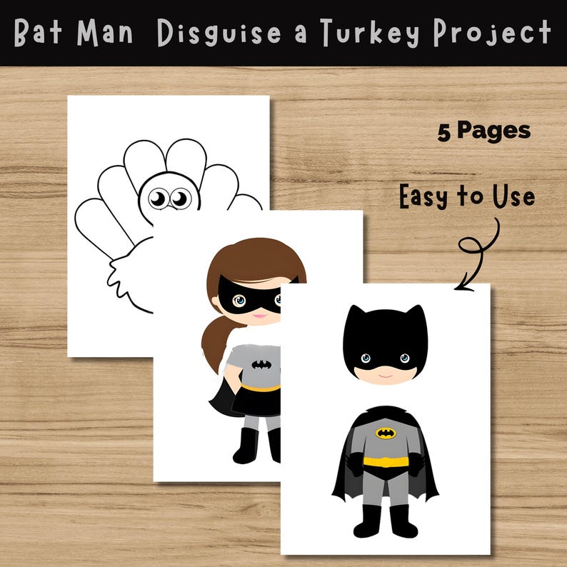 Batman & Batwoman Turkey Disguise Project, Kids Thanksgiving Craft (5 ...