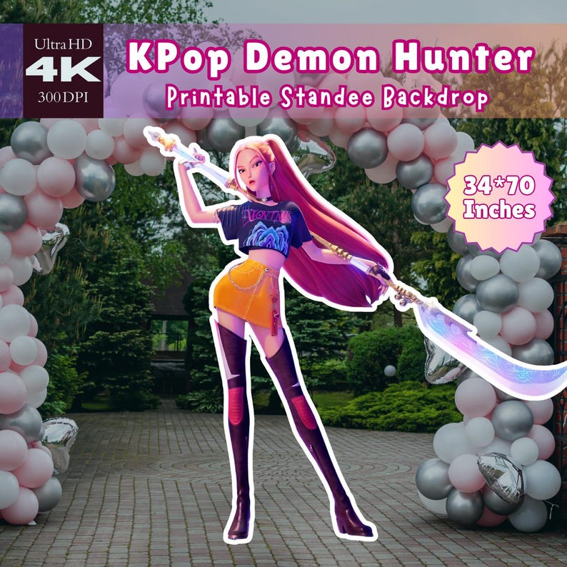 Kpop Demon Hunters Mira Standee | 34x70 Inch Party Decor (PNG, PDF ...