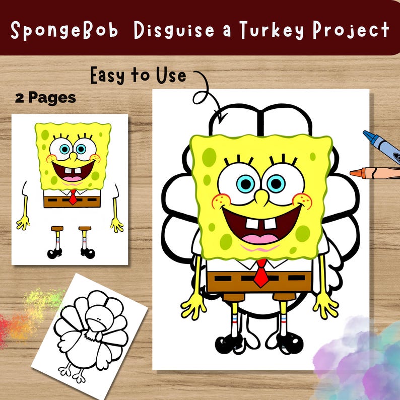 Disguise a Turkey as Sponge Printable, Thanksgiving Craft (PDF) - Etsy
