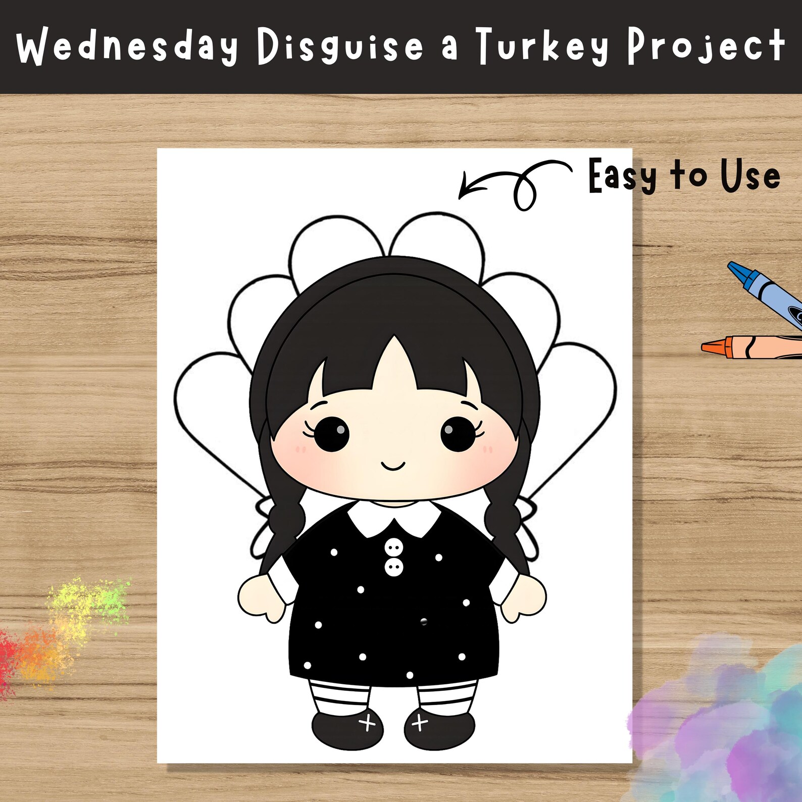 Wednesday Addams Turkey Disguise, Thanksgiving Printable (PDF) - Etsy