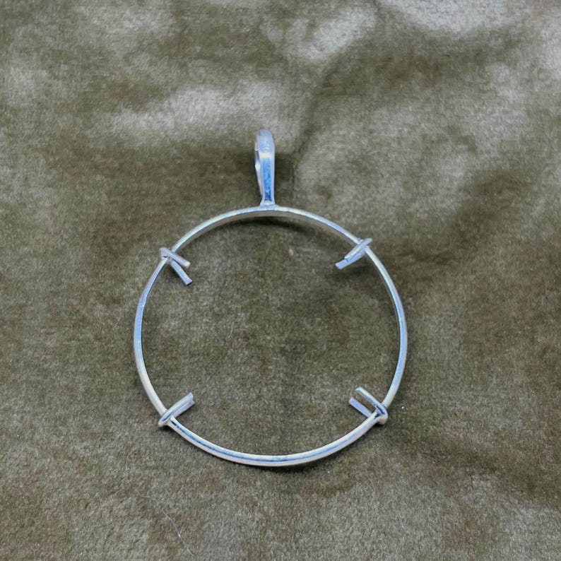 925 Sterling Silver Round Bezel Pendant Setting: Coin Connector, Nickel ...