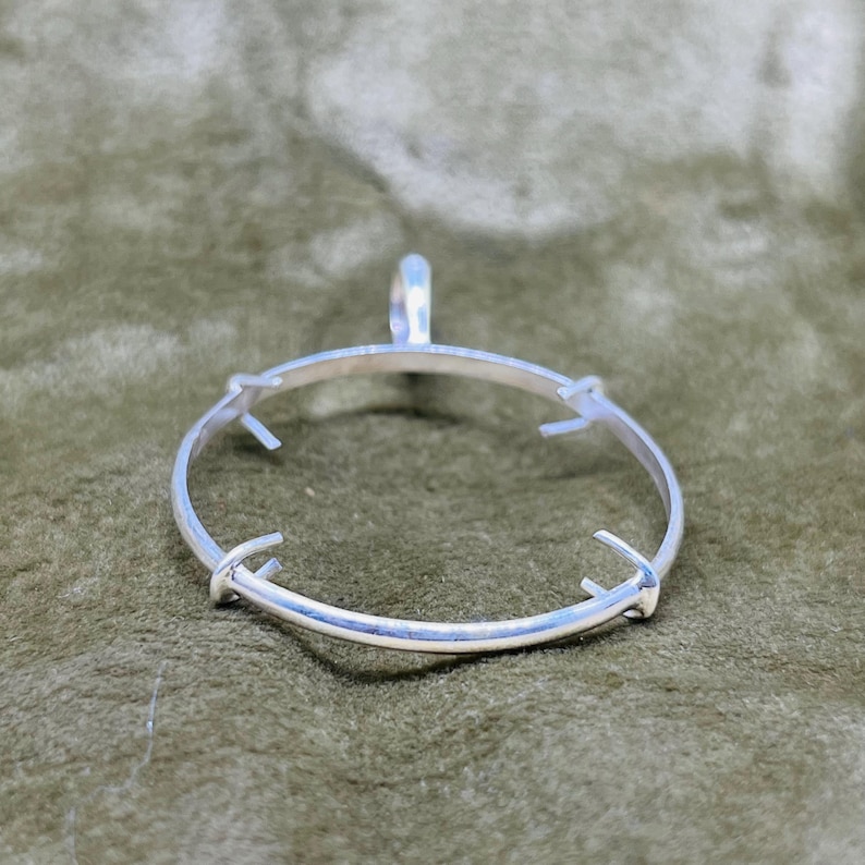 925 Sterling Silver Round Bezel Pendant Setting: Coin Connector, Nickel ...
