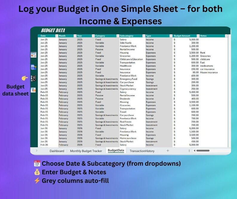 Budget Tracker Excel Sheets | Personal Finance Planner | Income ...