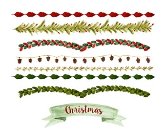 Digital Christmas Borders Clip art Red Green Blue. Small | Etsy