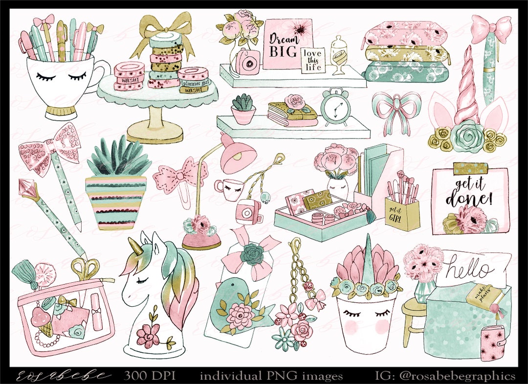 Planner Clipart, Spring Clipart, Fashion Clipart, Feminine Clipart ...