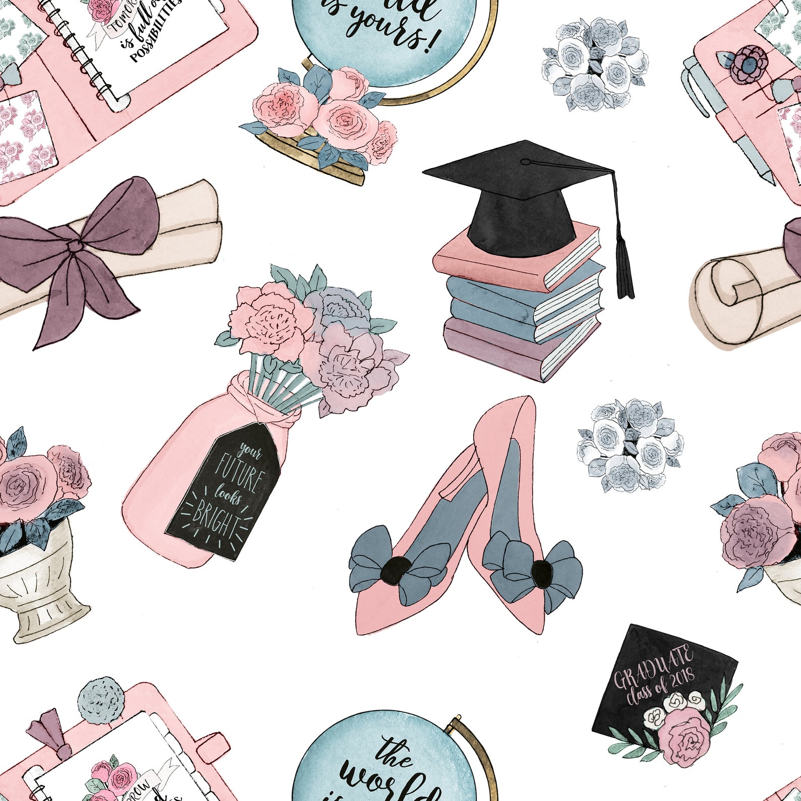 GRADUATION Seamless Pattern College Seamless Pattern Planner - Etsy