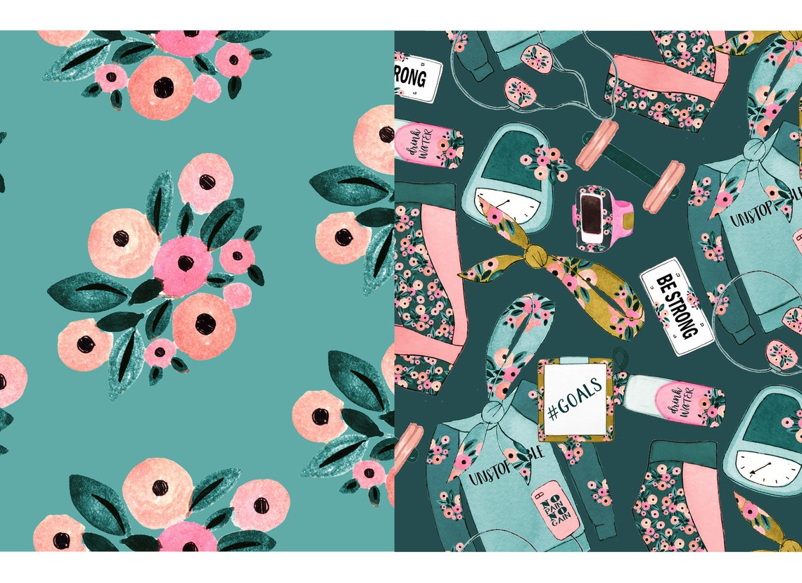 Fitness Pattern Fitness Digital Papers Clipart Gym | Etsy