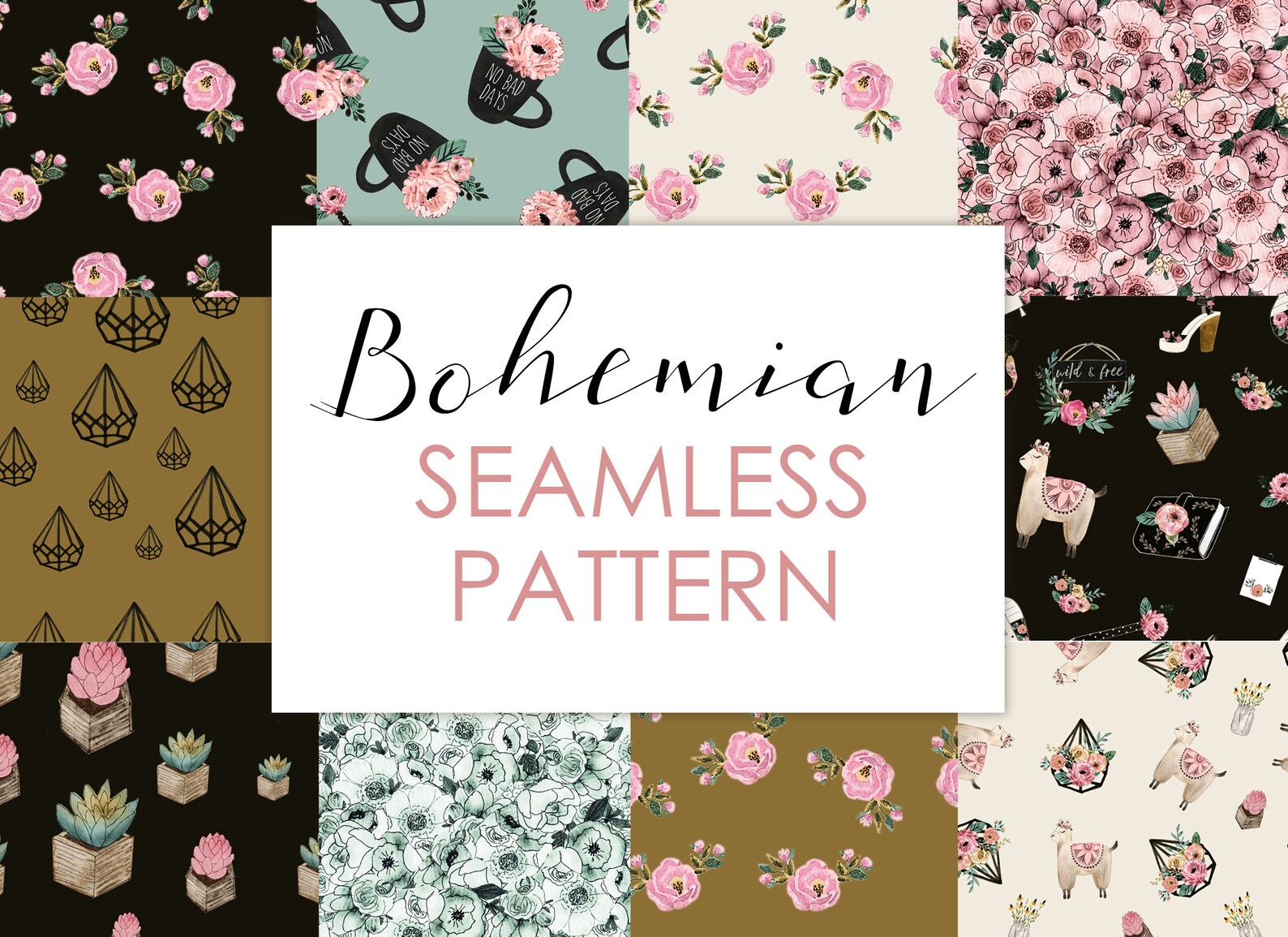 Boho Seamless Patterns Spring Seamless Patterns Floral | Etsy