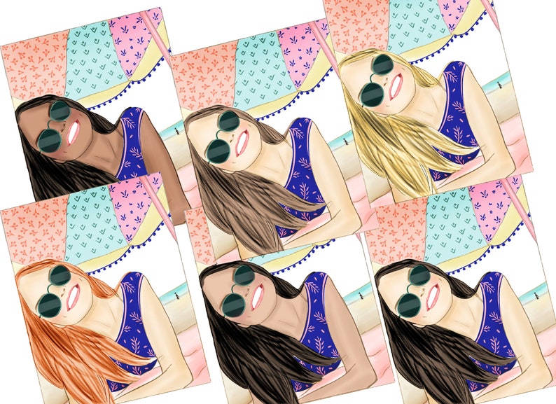 Summer Beach Clipart, Tropical Art Stickers (PNG) - Etsy