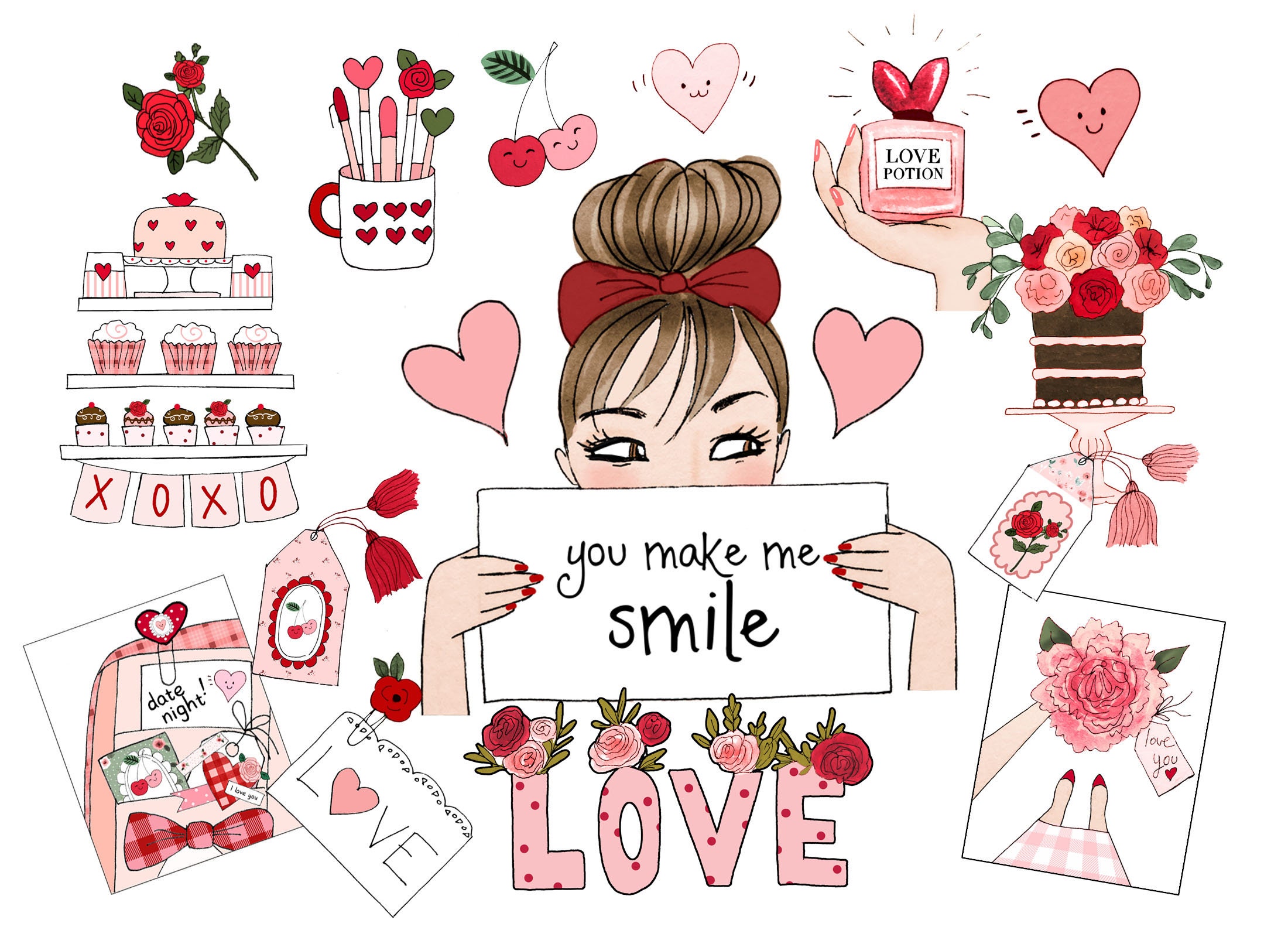 Valentines clipart love clipart planner clipart love | Etsy