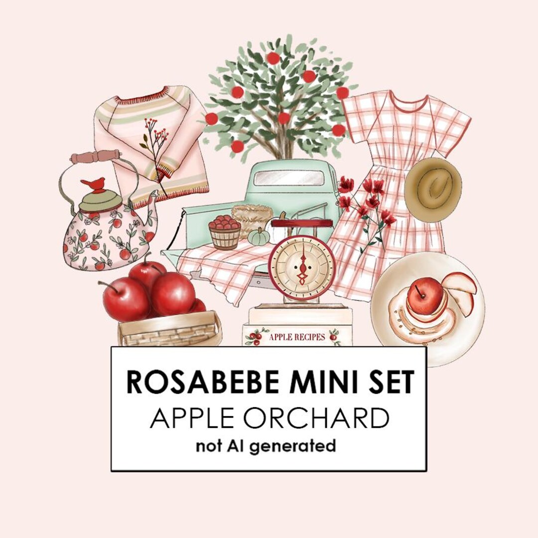 Apple Farm Clipart Set: Vintage Orchard PNG Graphics (digital Download ...