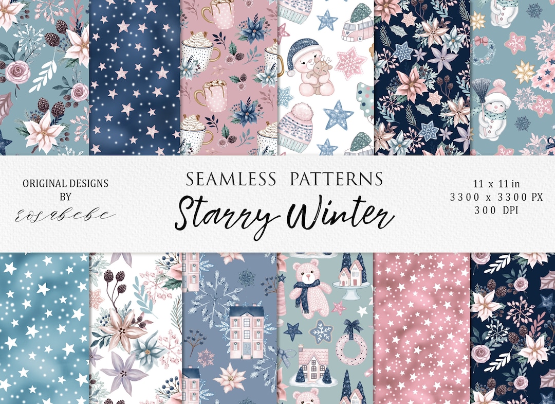 Winter Seamless Patterns , Christmas Seamless Patterns, Winter Digital ...