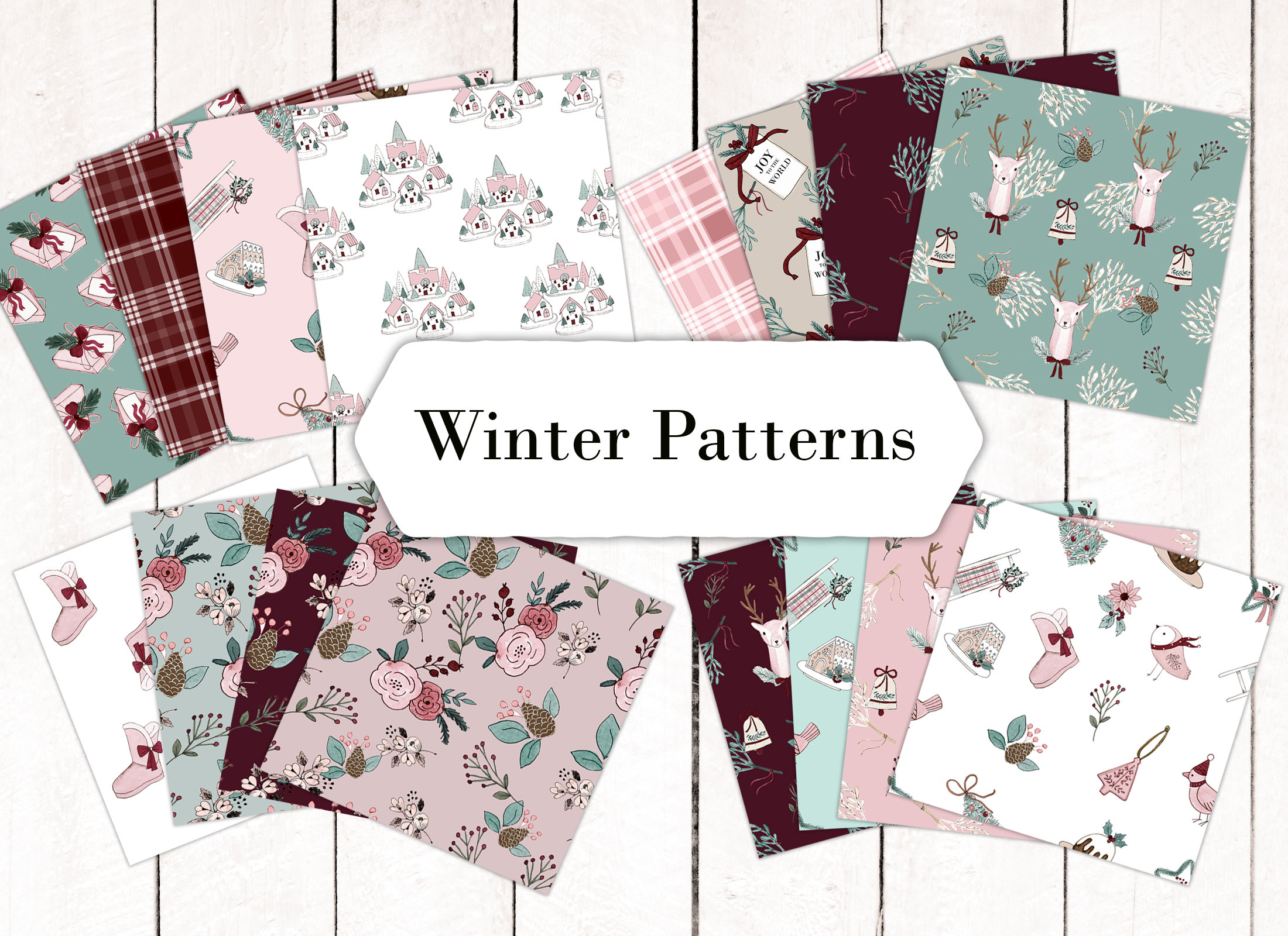 Christmas Digital Papers – Festive Winter Patterns (digital Download ...