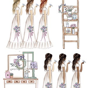 Cottagecore Lavender Watercolor Clipart: Spring Floral PNG Set - Etsy