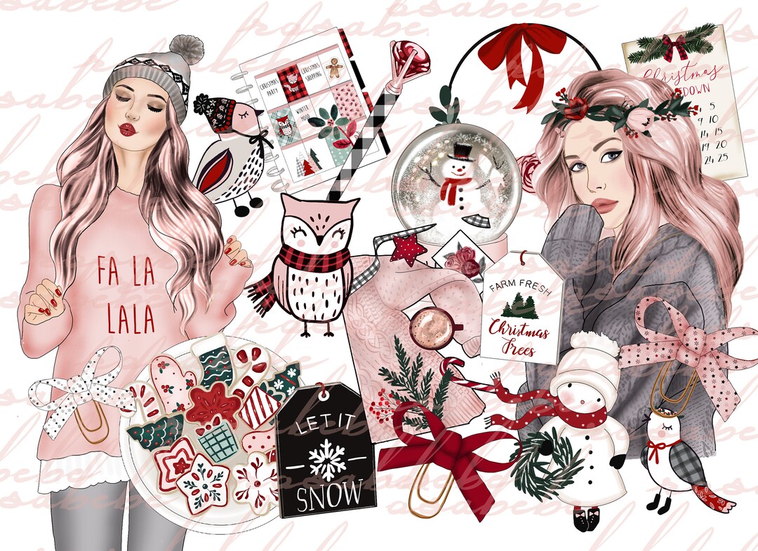 Christmas Winter Clipart Christmas Digital Stickers Christmas Wall Art ...