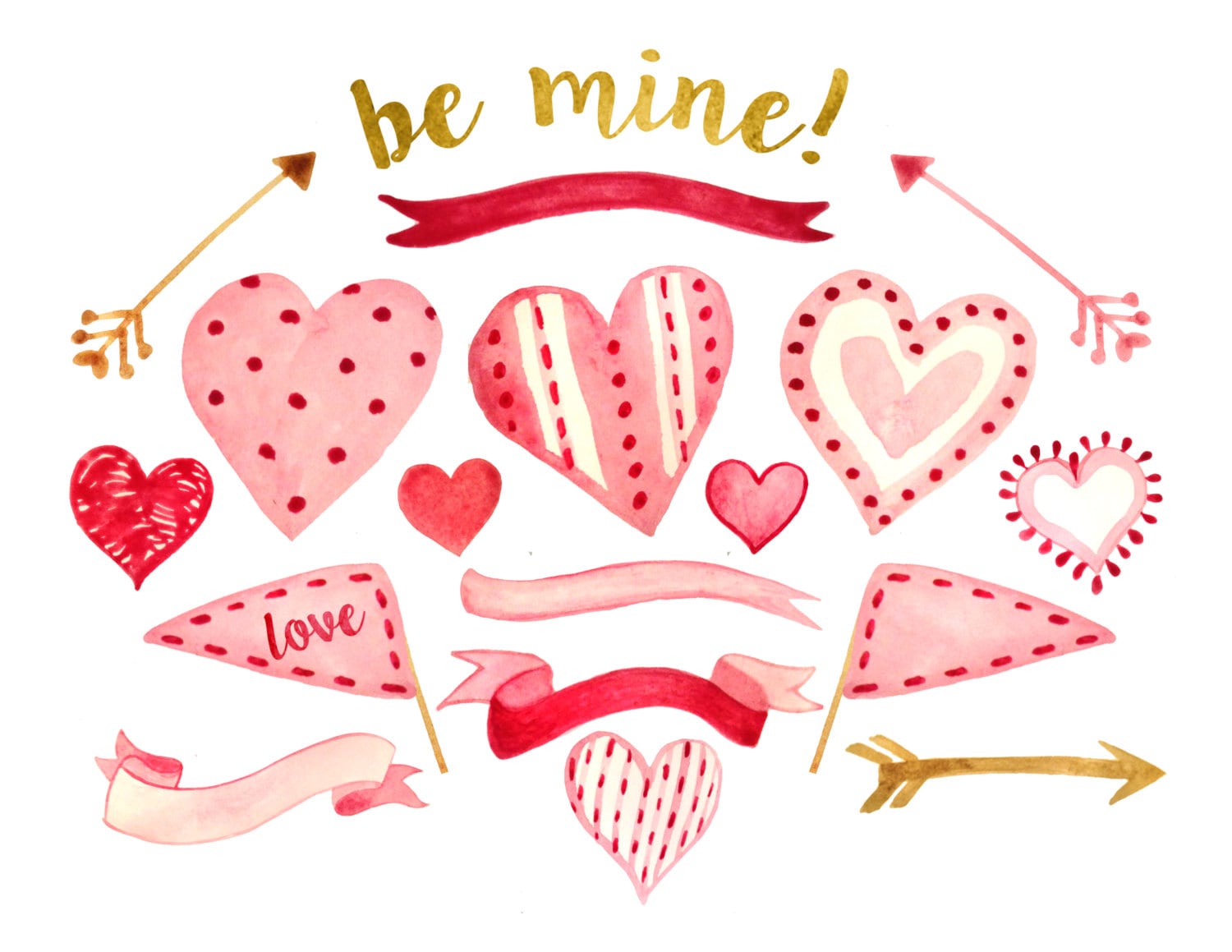 hearts clipart valentines clipart love clipart wedding | Etsy