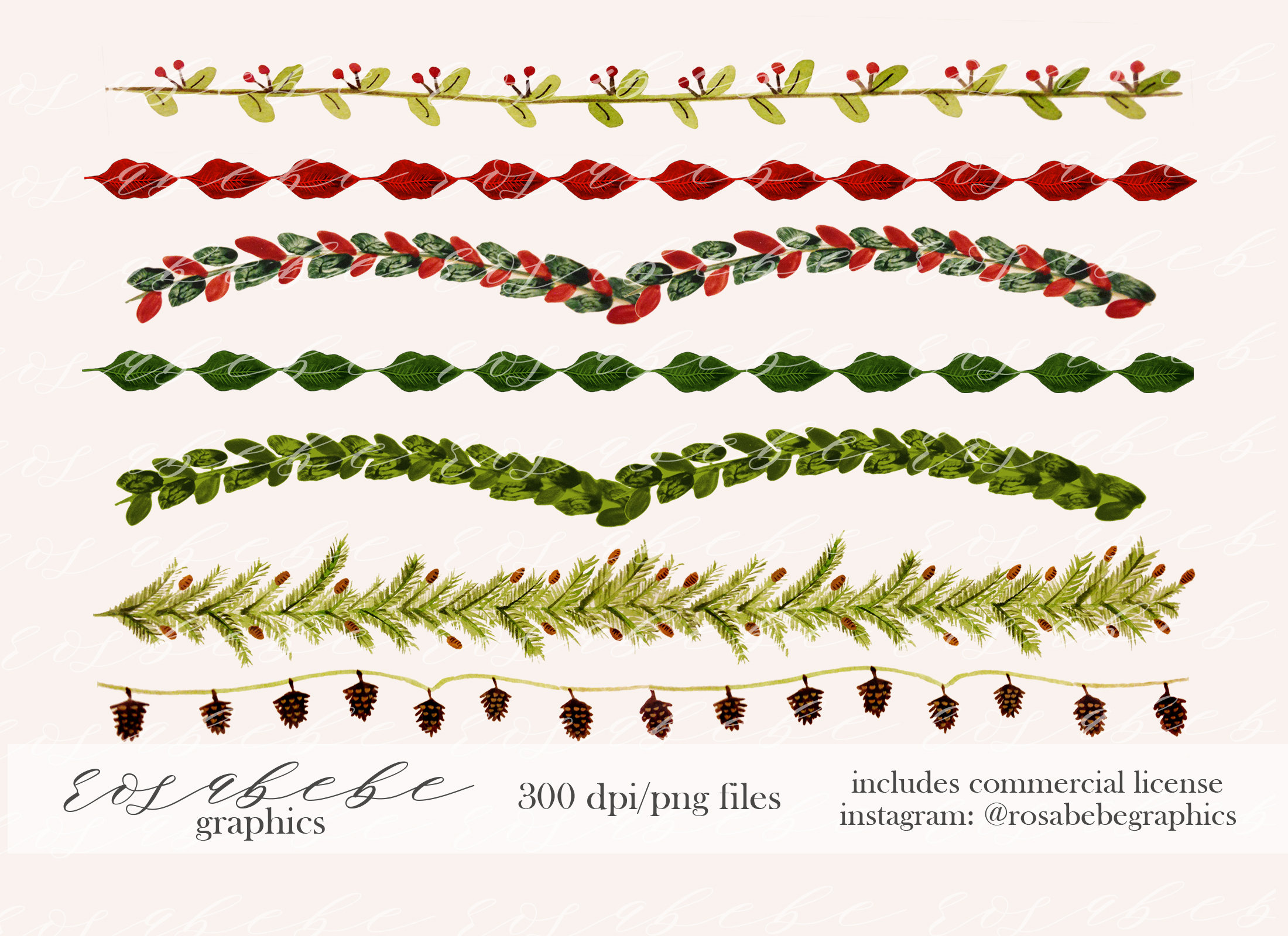 Christmas Clipart Christmas Garlands Christmas Borders - Etsy