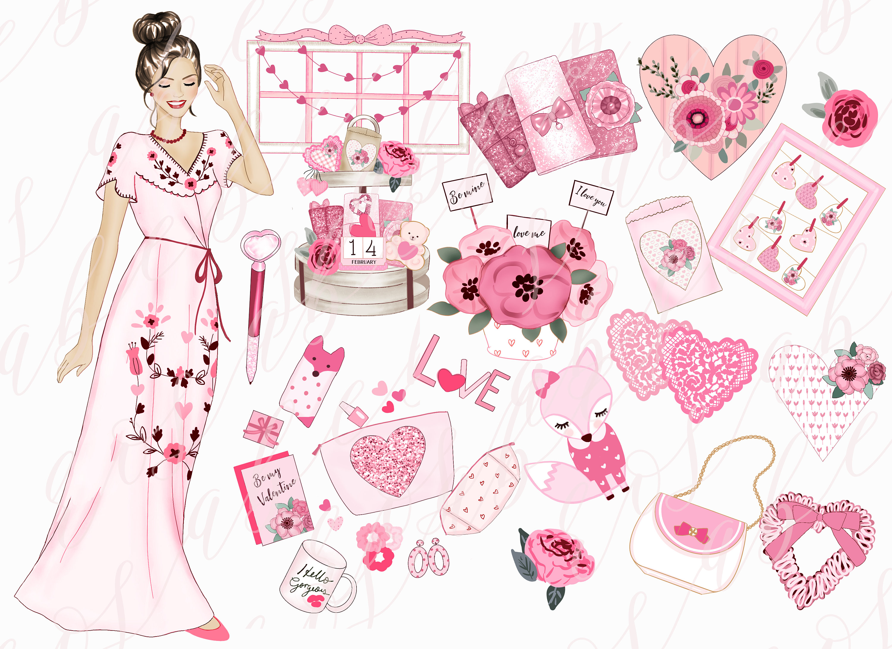 Valentines clipart love clipart planner clipart love | Etsy