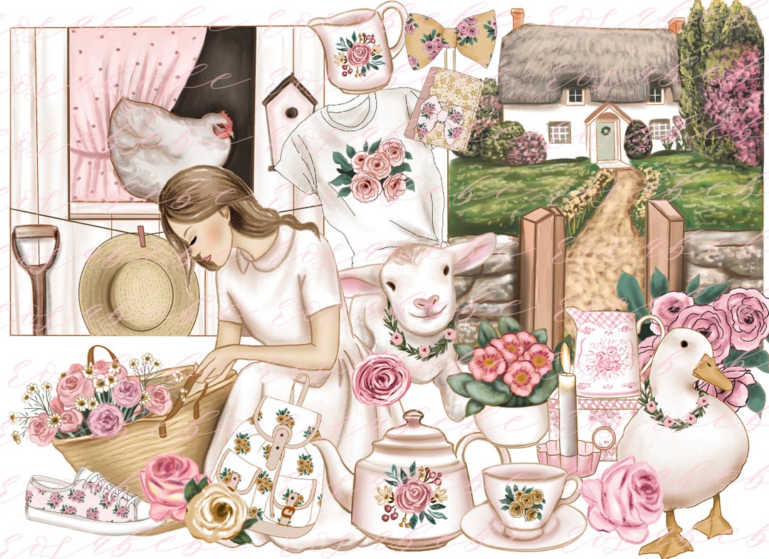 Spring Clipart Cottagecore Watercolor Spring Clipart Floral Digital Art ...