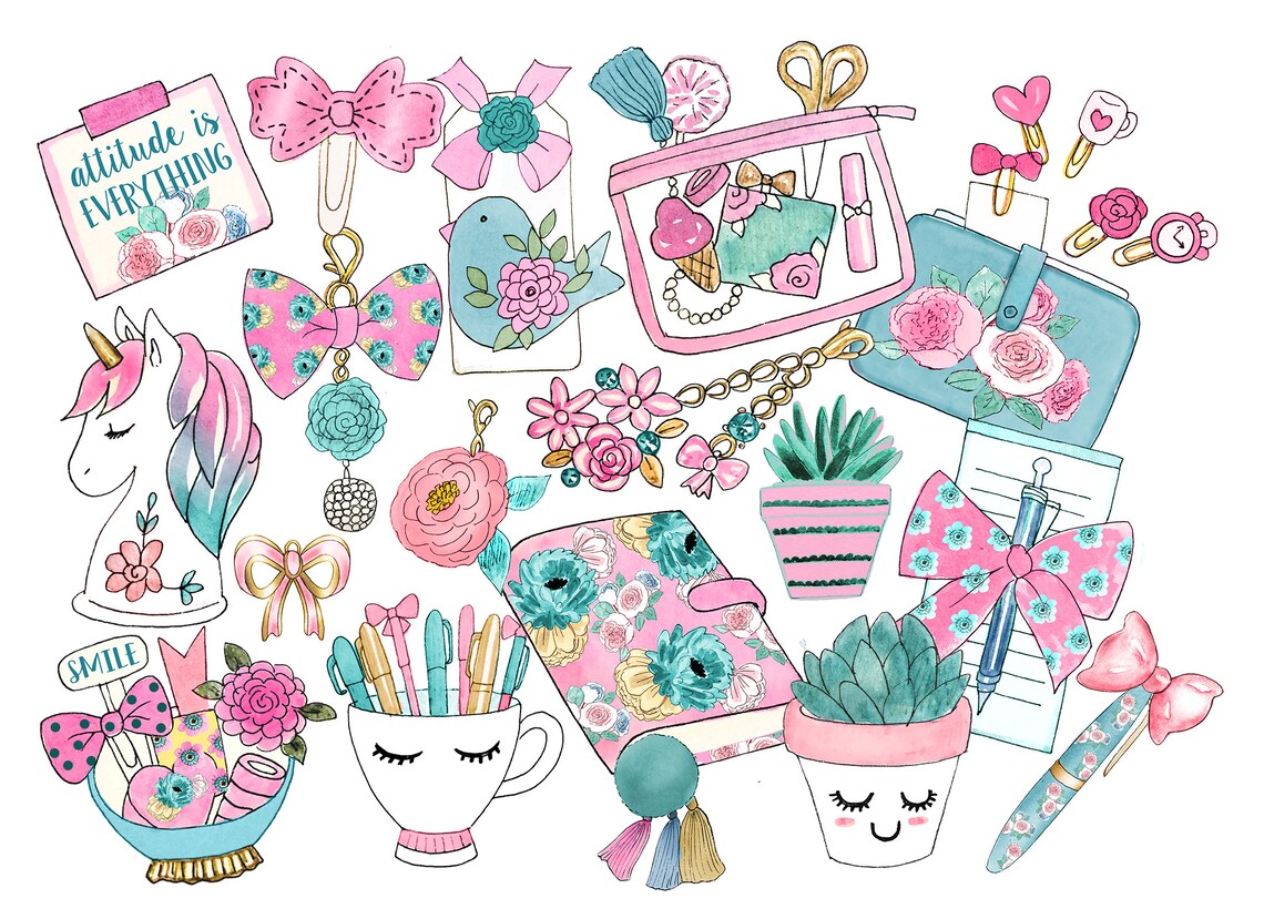 Planner Clipart Spring Clipart Fashion Clipart Feminine | Etsy