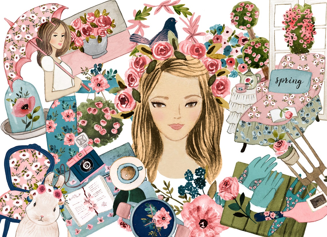 Planner Clipart Spring Clipart Fashion Clipart Feminine - Etsy