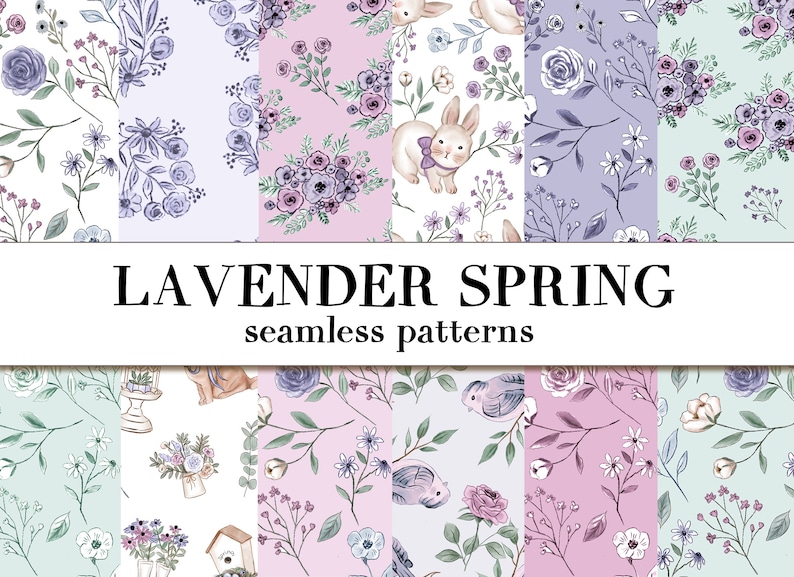 Seamless Spring Patterns Spring Planner Clipart Easter | Etsy