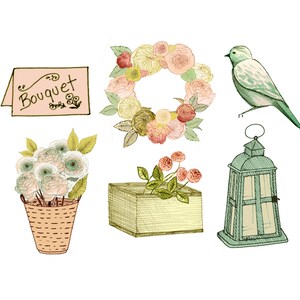 Flowers Clipart, Shabby Chic Clipart, Rustic Wedding Clipart, Floral ...
