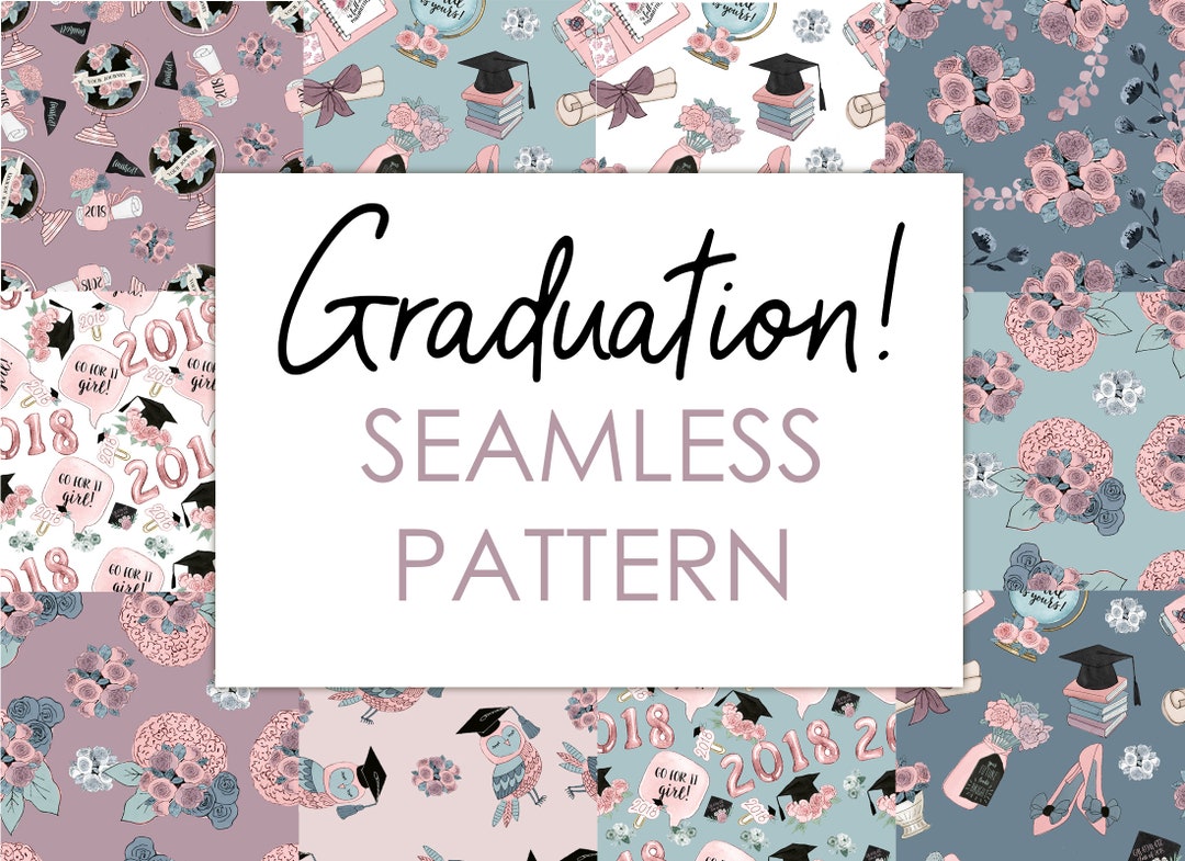 GRADUATION Seamless Pattern, College Seamless Pattern, Planner Seamless ...