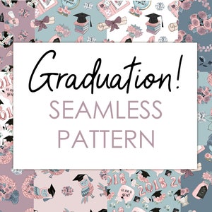 GRADUATION Seamless Pattern, College Seamless Pattern, Planner Seamless ...