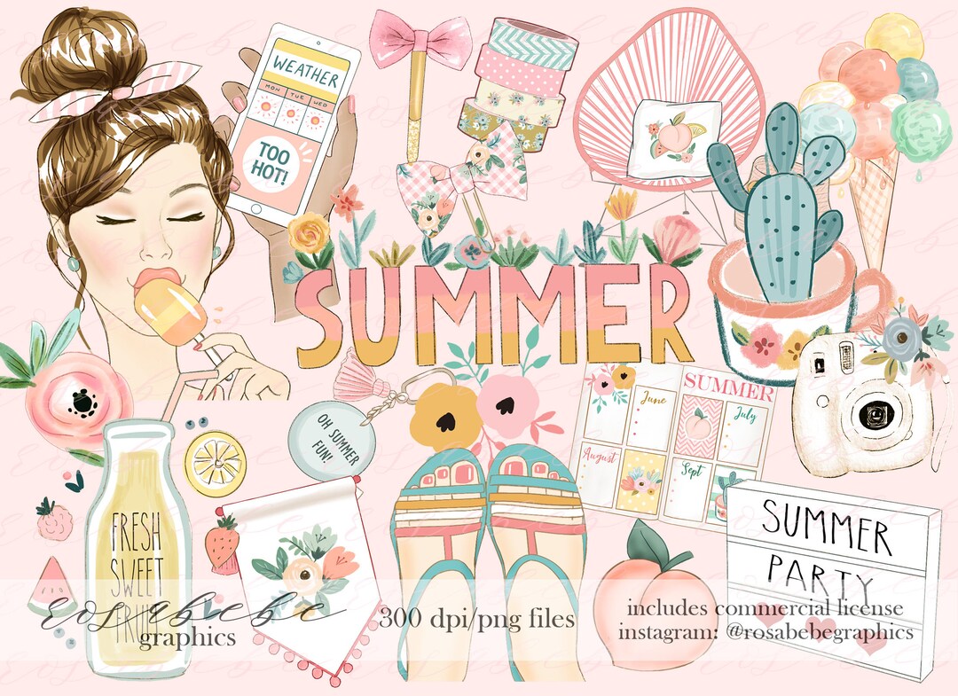 Picnic PNG Set – Summer, Lemonade, Popsicle, Clipart for Sublimation ...