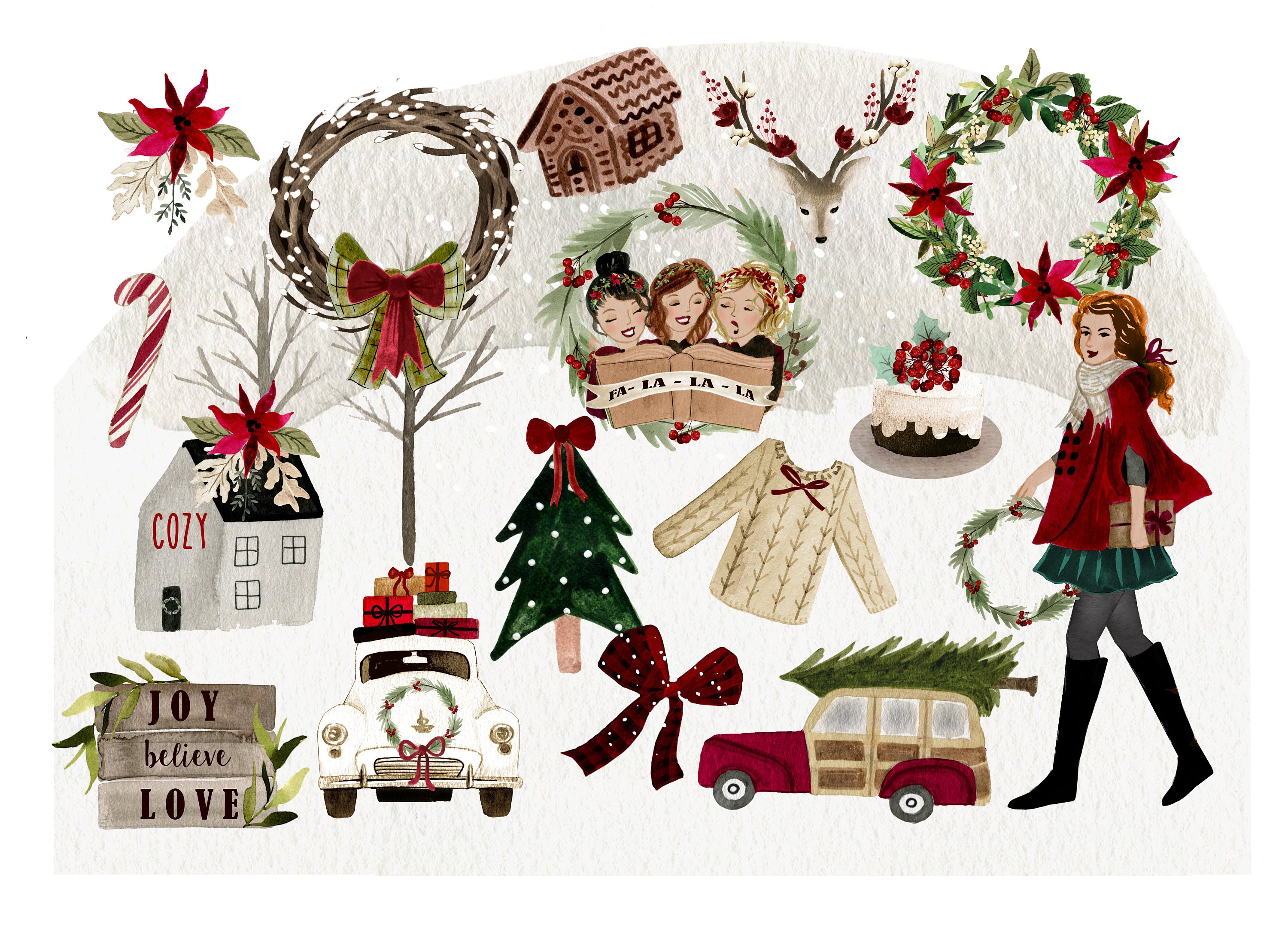 Christmas clipart christmas planner stickers clipart | Etsy